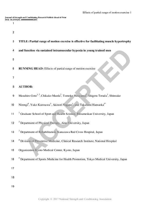 (PDF) Partial Range of Motion Exercise Enhances Hypertrophy