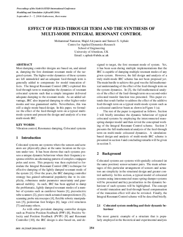 (PDF) Effect of Feed-through Term and the Synthesis of Multi-mode ...