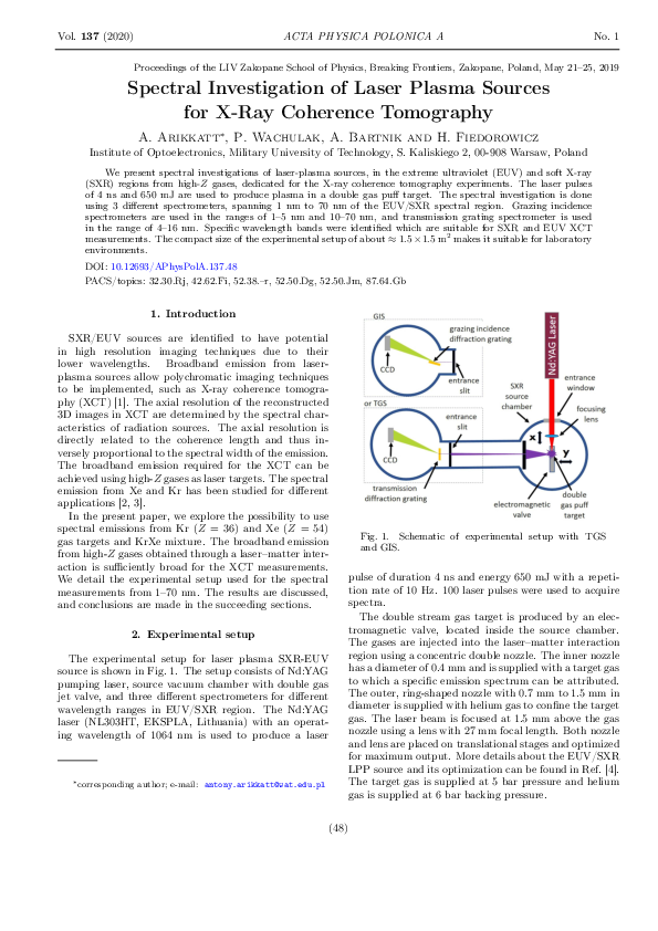 (PDF) Spectral Investigation of Laser Plasma Sources for X-Ray ...