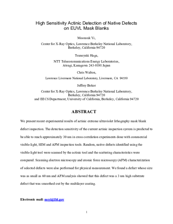 (PDF) High sensitivity actinic detection of native defects on extreme ...