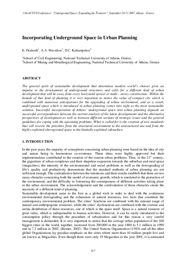 (PDF) Incorporating Underground Space in Urban Planning