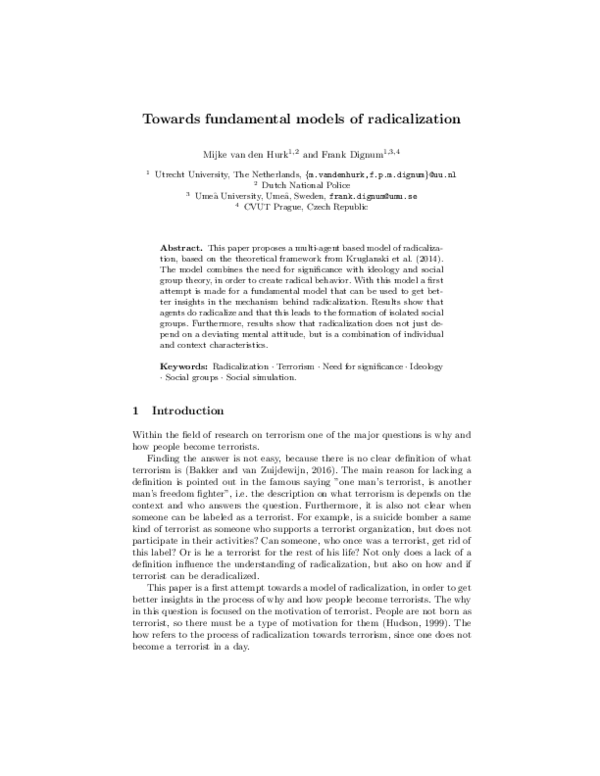 (PDF) Towards Fundamental Models of Radicalization | Mijke Hurk - Academia.edu