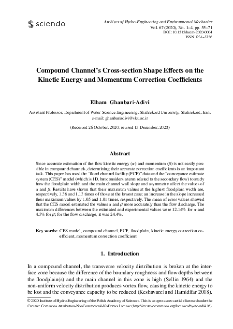 (PDF) Compound Channel’s Cross-section Shape Effects on the Kinetic ...