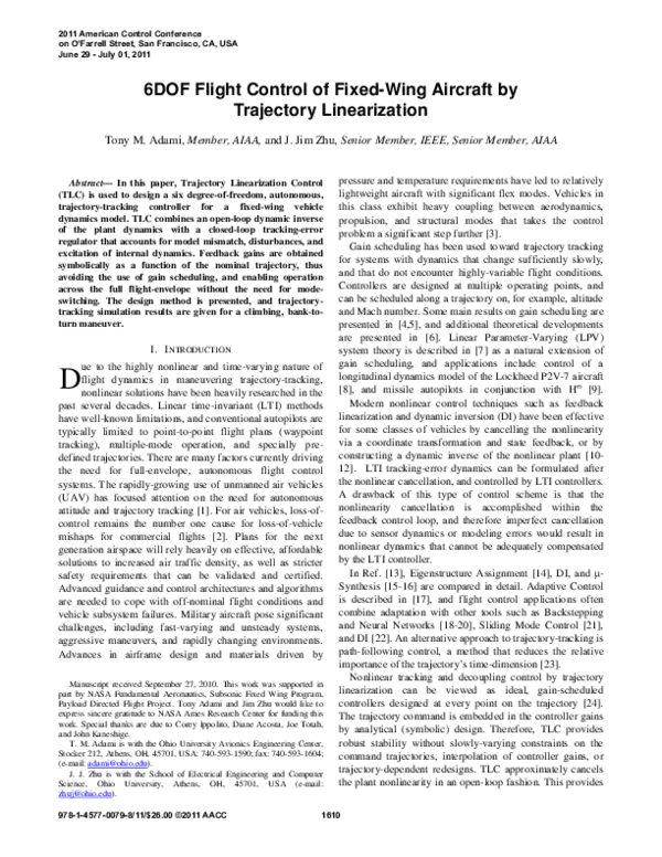 (PDF) 6DOF flight control of fixed-wing aircraft by Trajectory ...