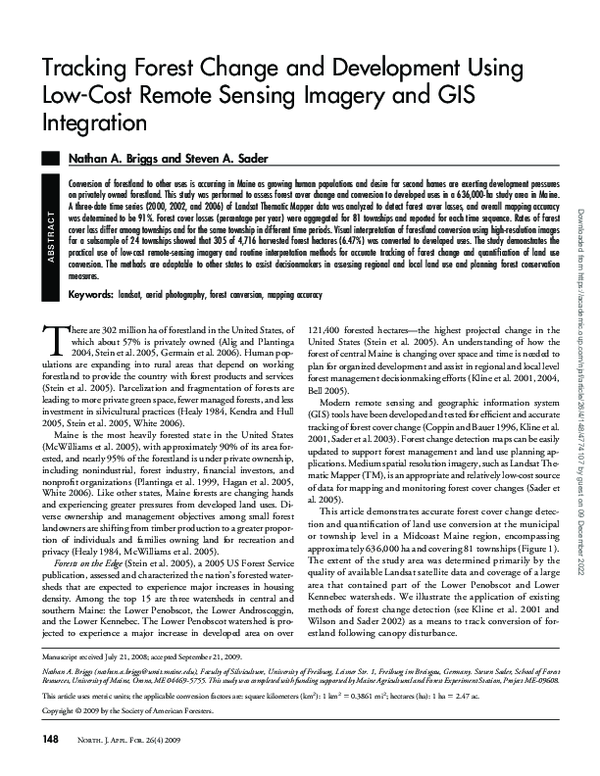 (PDF) Tracking Forest Change and Development Using Low-Cost Remote ...