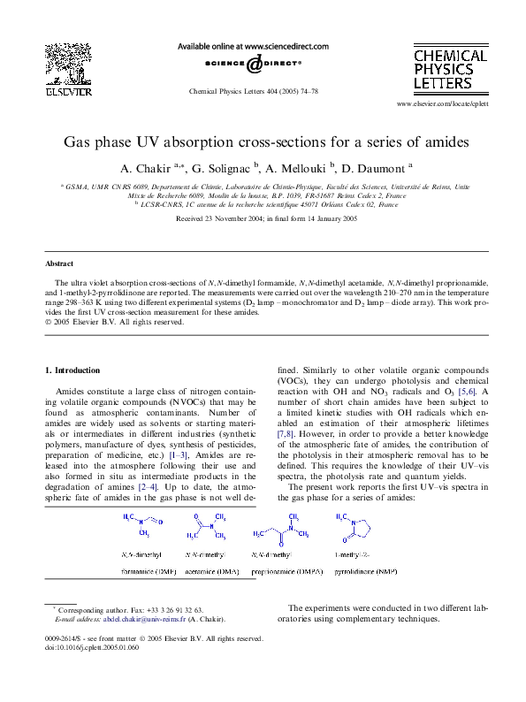 (PDF) Gas phase UV absorption cross-sections for a series of hydroxycarbonyls | Lyamine ...