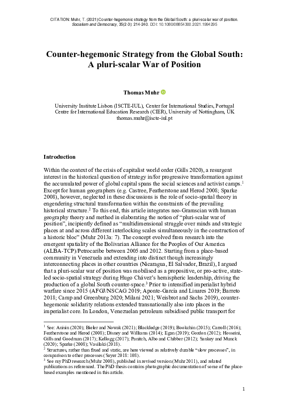 (PDF) Counter-hegemonic strategy from the Global South: a pluri-scalar ...