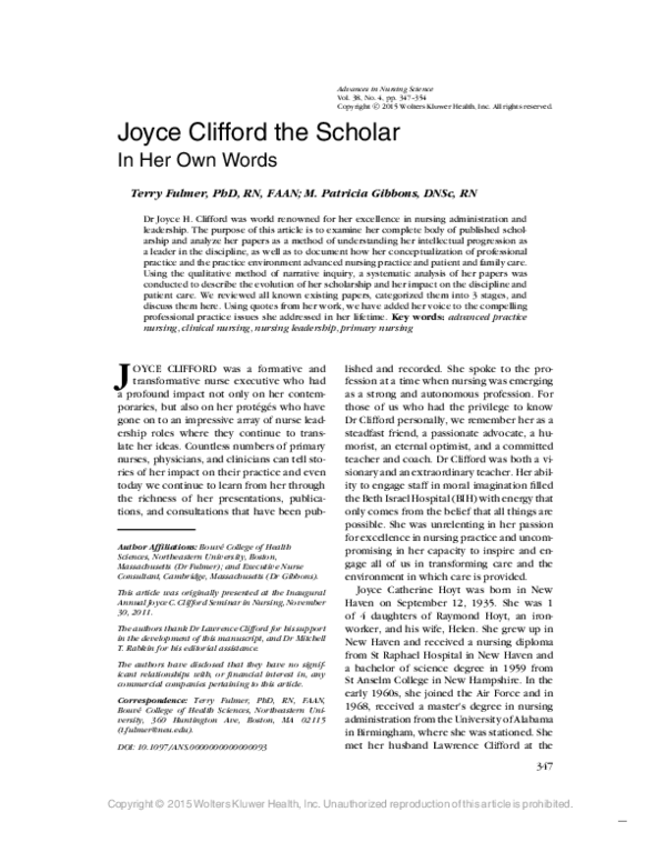 (PDF) Joyce Clifford the Scholar