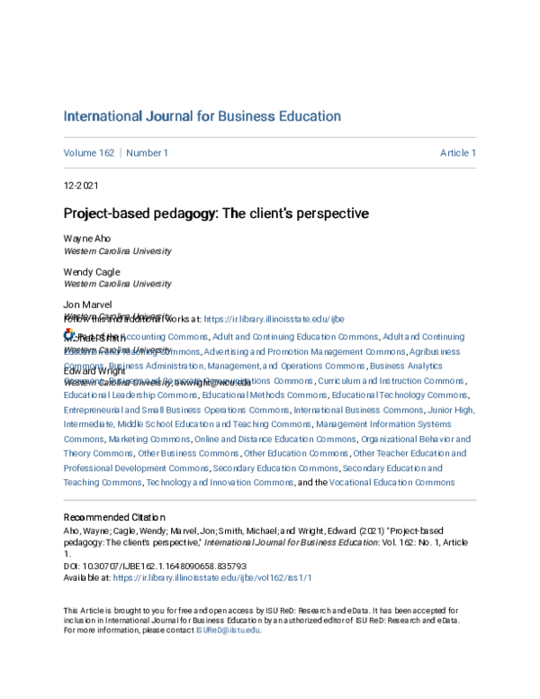 (PDF) Project-based pedagogy: The client's perspective
