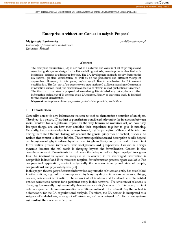 (PDF) Enterprise Architecture Context Analysis Proposal
