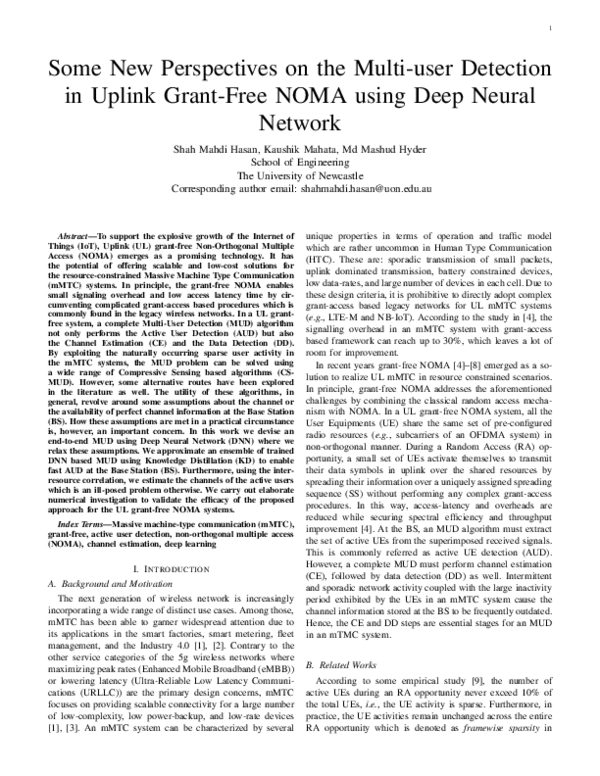 (PDF) Some New Perspectives on the Multi-user Detection in Uplink Grant-Free NOMA using Deep ...