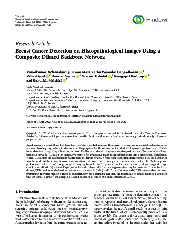 Pdf Breast Cancer Detection On Histopathological Images Using A Composite Dilated Backbone Network