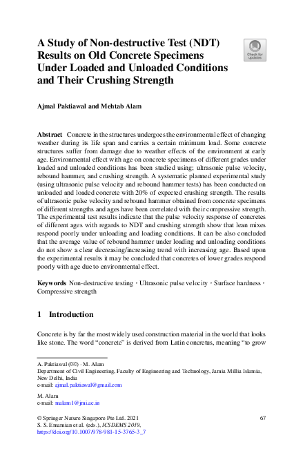 (PDF) A Study of Non-destructive Test (NDT) Results on Old Concrete ...