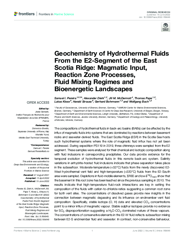 (PDF) Geochemistry of Hydrothermal Fluids From the E2-Segment of the ...