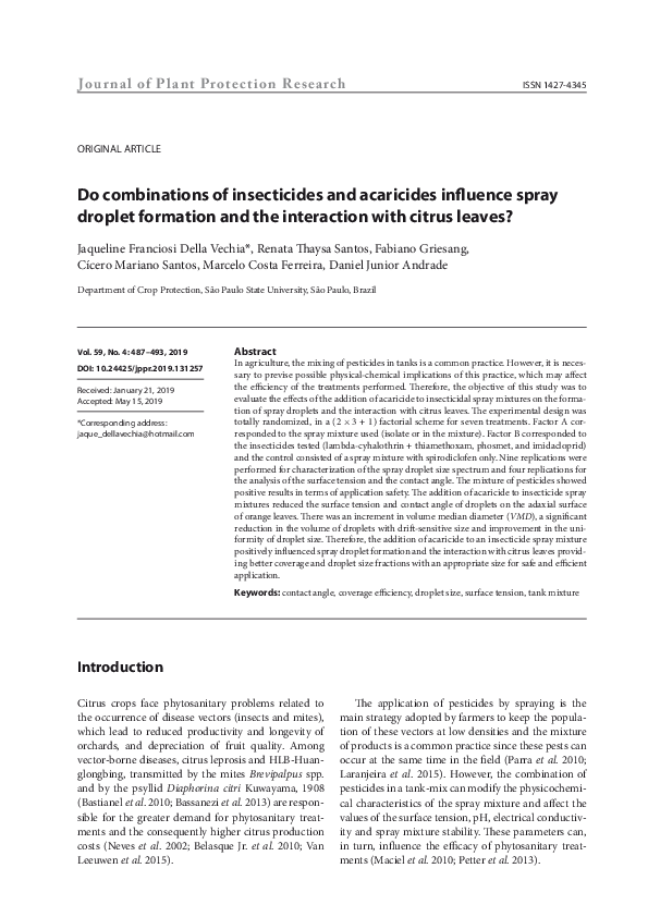 (PDF) Do combinations of insecticides and acaricides influence spray ...