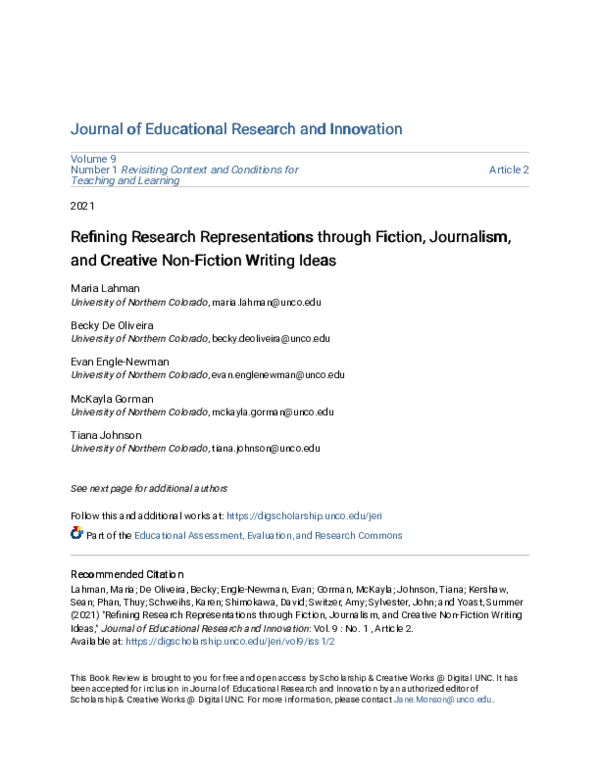 (PDF) Refining Research Representations through Fiction, Journalism ...