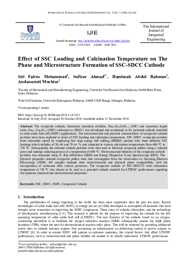 Pdf Effect Of Ssc Loading And Calcination Temperature On The Phase And Microstructure