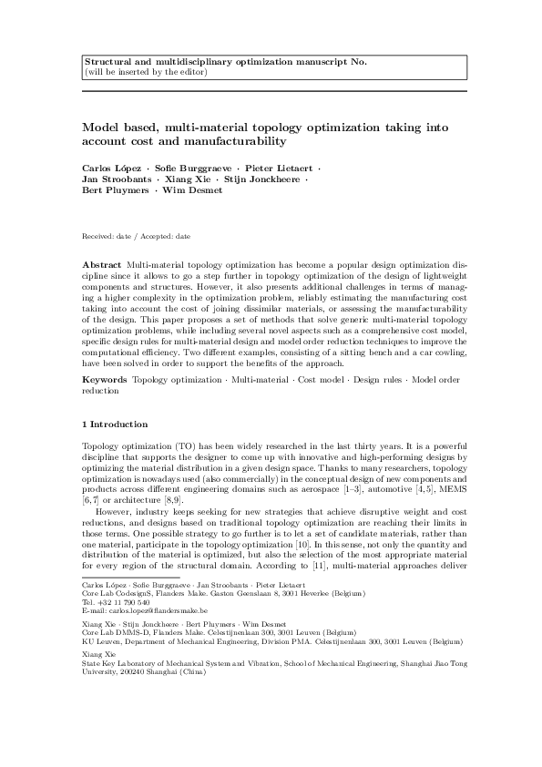 (PDF) Model-based, multi-material topology optimization taking into account cost and ...