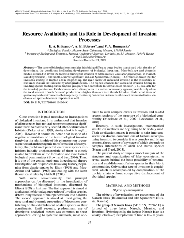 (PDF) Resource availability and its role in development of invasion ...