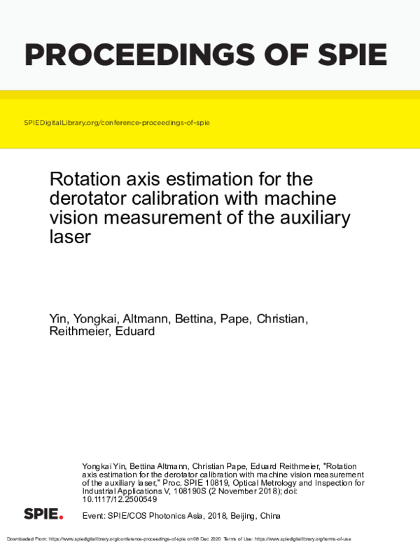 (PDF) Estimating Rotation Axis with Laser Vision
