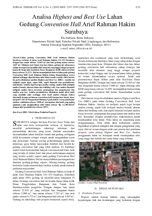 (PDF) Analisa Highest and Best Use Lahan Gedung Convention Hall Arief ...