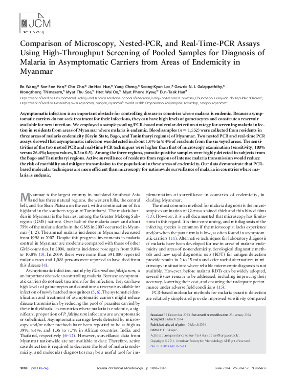 (PDF) Comparison of Microscopy, Nested-PCR, and Real-Time-PCR Assays ...