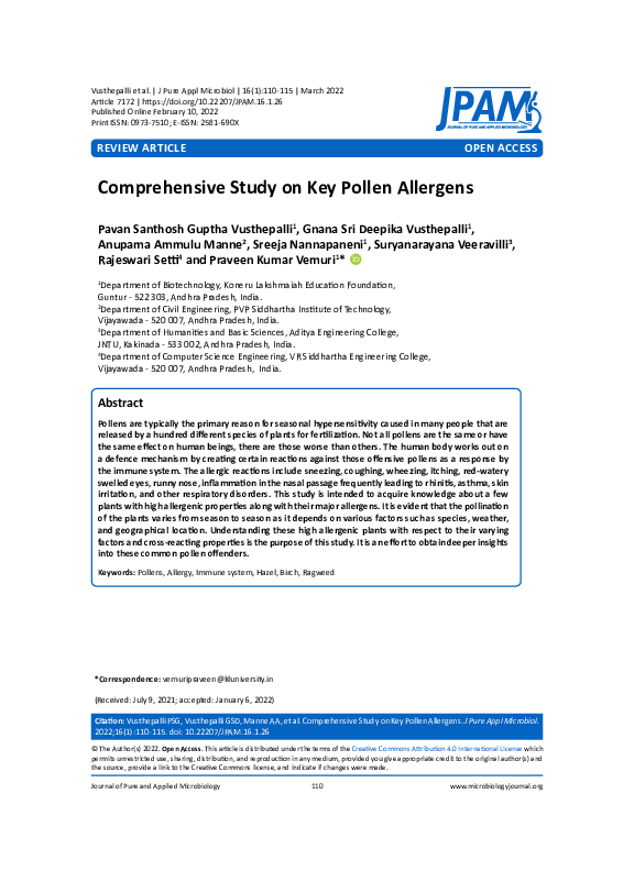 (PDF) Comprehensive Study on Key Pollen Allergens