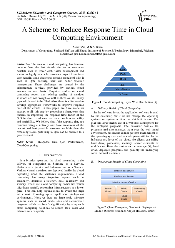 (PDF) A Scheme to Reduce Response Time in Cloud Computing Environment