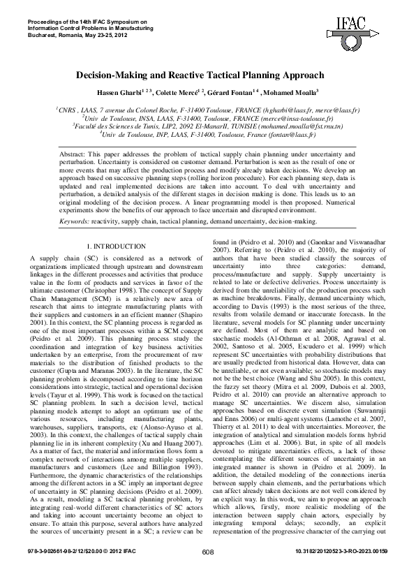 (PDF) Decision-Making and Reactive Tactical Planning Approach