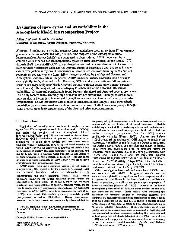 (PDF) Evaluation of snow extent and its variability in the Atmospheric ...