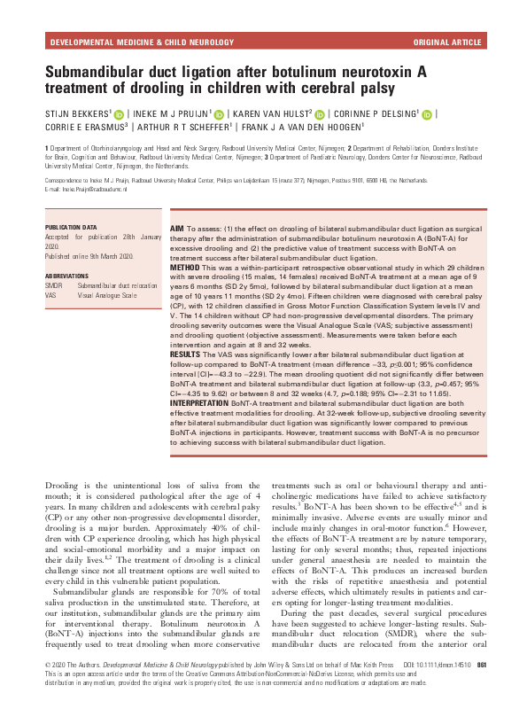 (PDF) Submandibular duct ligation after botulinum neurotoxin A ...