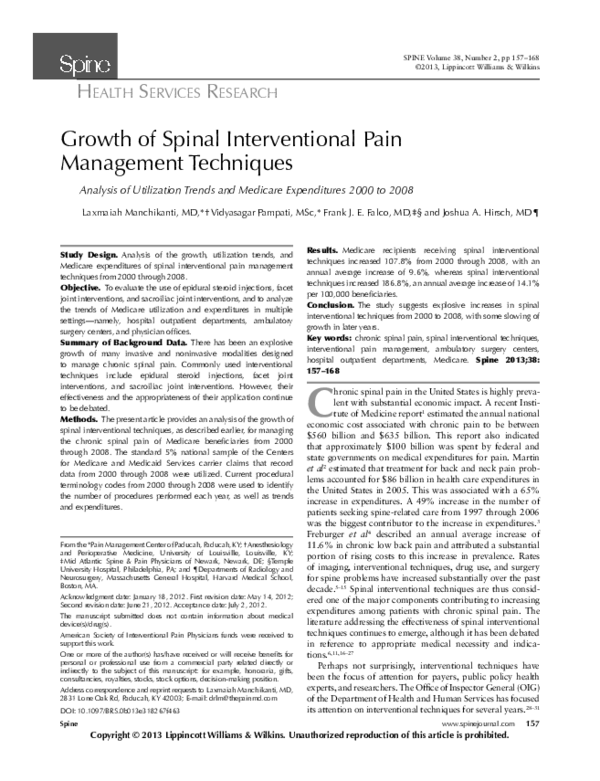 (PDF) Growth of Spinal Interventional Pain Management Techniques ...