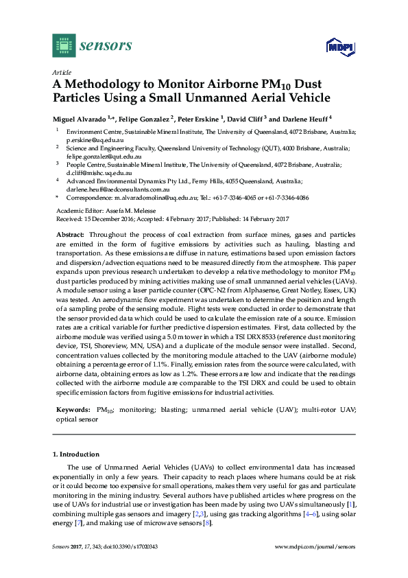 Pdf A Methodology To Monitor Airborne Pm10 Dust Particles Using A