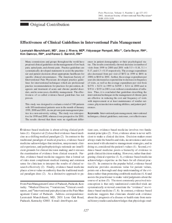 (PDF) Effectiveness of Clinical Guidelines in Interventional Pain ...