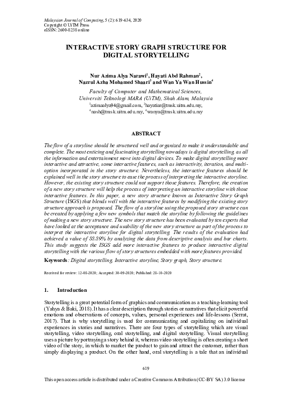 (PDF) Interactive story graph structure for digital storytelling / Nur ...