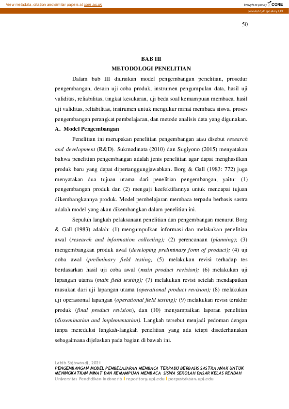 (PDF) Pengembangan Model Pembelajaran Membaca Terpadu Berbasis Sastra Anak Untuk Meningkatkan ...