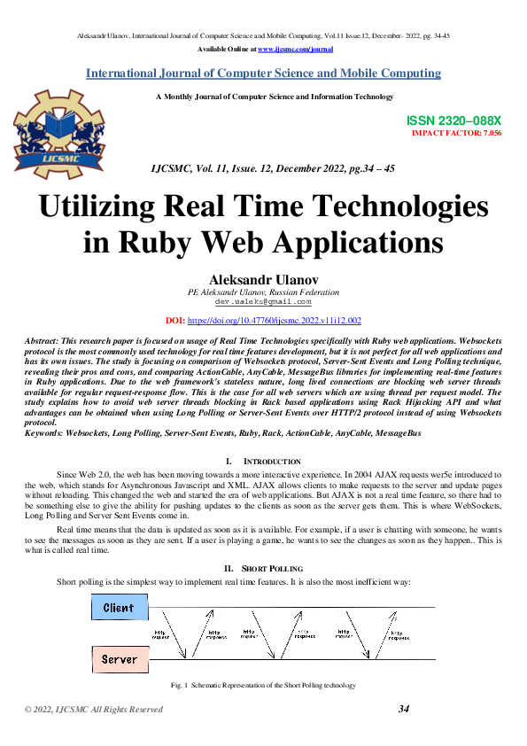 (PDF) Utilizing Real Time Technologies in Ruby Web Applications