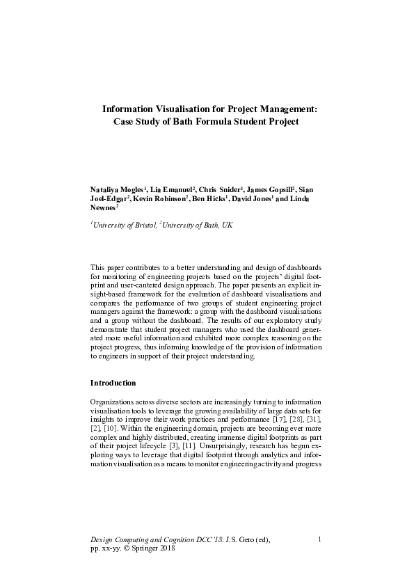 (PDF) Information Visualisation for Project Management: Case Study of ...