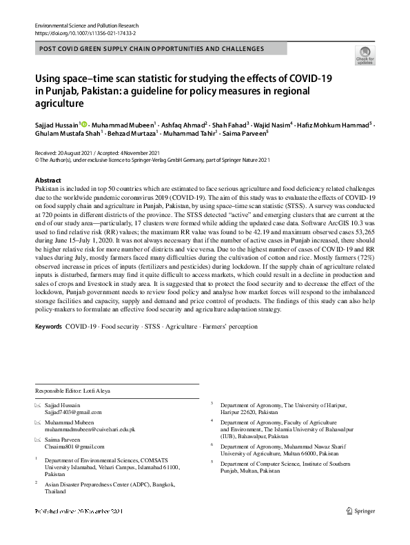 (PDF) Using space–time scan statistic for studying the effects of COVID ...