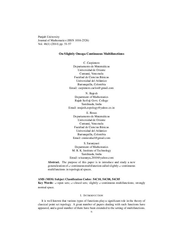 (PDF) On Slightly Omega Continuous Multifunctions