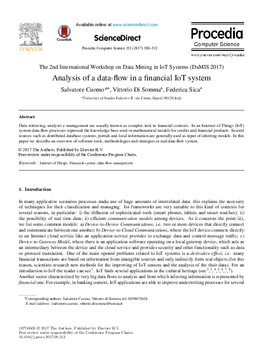 (PDF) Analysis of a data-flow in a financial IoT system