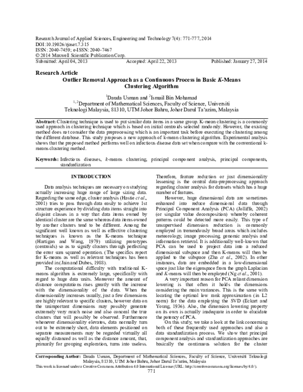 (PDF) Outlier Removal Approach as a Continuous Process in Basic K-Means ...