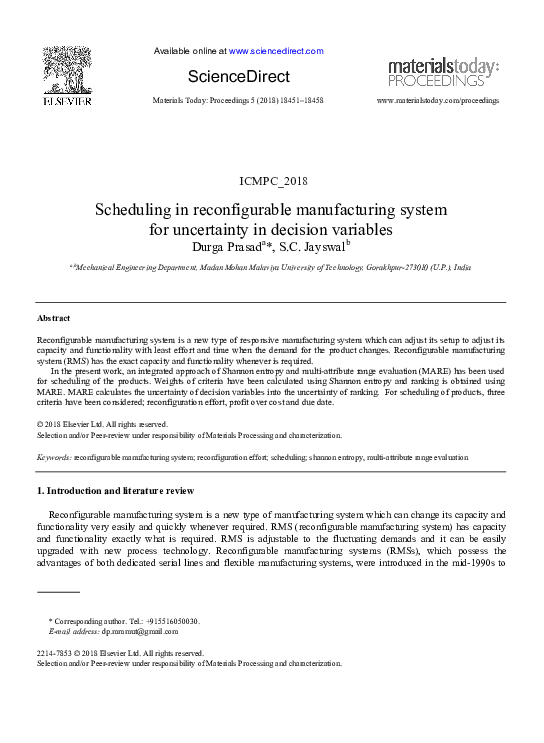 (PDF) Scheduling in reconfigurable manufacturing system for uncertainty ...