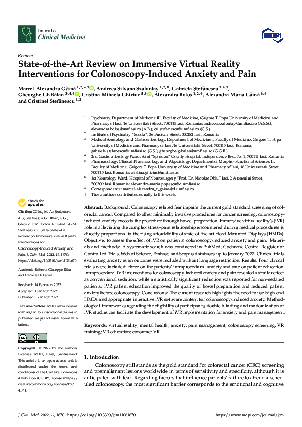 (PDF) State-of-the-Art Review on Immersive Virtual Reality Interventions for Colonoscopy-Induced ...