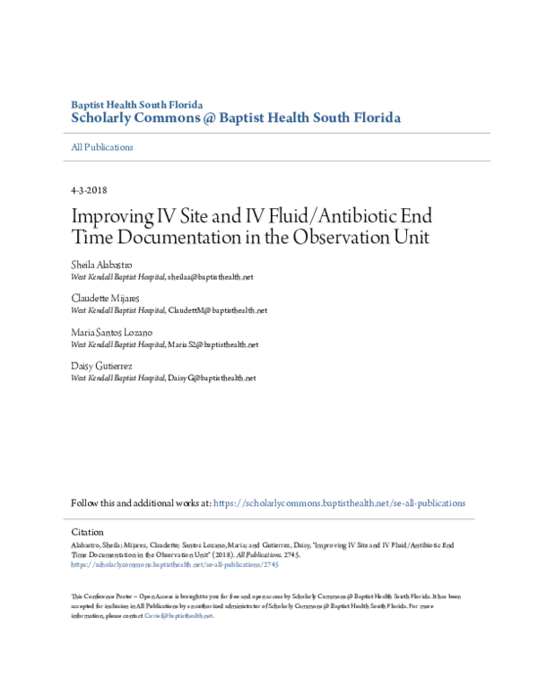 (PDF) Improving IV Site and IV Fluid/Antibiotic End Time Documentation ...