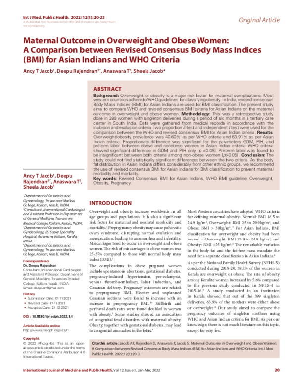 (PDF) Maternal Outcome in Overweight and Obese Women: A Comparison ...