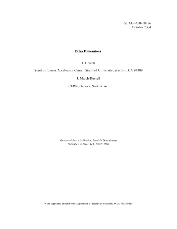 (PDF) The search for extra dimensions