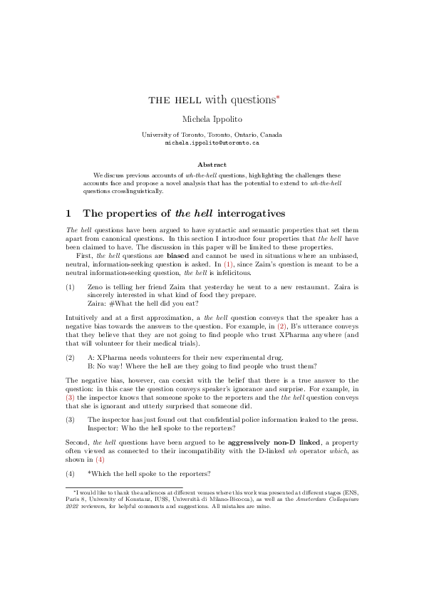 (PDF) The Hell with questions