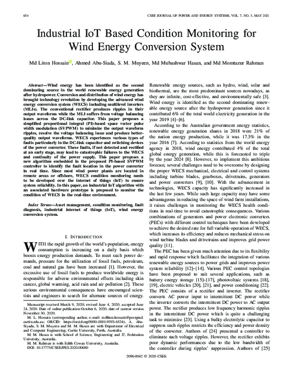 (PDF) Industrial IoT based condition monitoring for wind energy conversion system