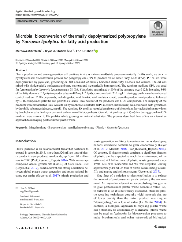 (PDF) Microbial bioconversion of thermally depolymerized polypropylene ...